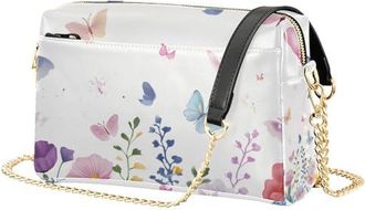 Mnsruu Sacs à bandoulière pour femme, sac à main en cuir avec motif de fleurs et papillons