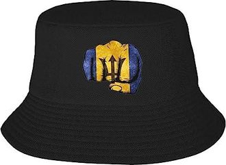 Generic Chapeau De Seau Drapeau De La Barbade Fist Power Dr&ocirc;le Seau Chapeau Respirant &Eacute;t&eacute; Bonnet De Soleil, pour La Randonn&eacute;e, Sports, Plage, 56-58cm