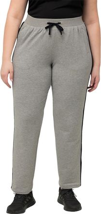 Ulla Popken Damen Jogginghose, Seitenstreifen, Elastikbund, Taschen Hose, Hellgrau Melange, 68 Größen