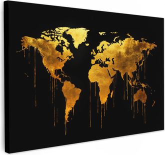 MuchoWow © Leinwandbilder Groß 120x80 cm XXL Wall Art Decoration Bilder für die Wand Schlafzimmer Deko Canvas Painting Wanddekoration Wohnzimmer Weltkarte - Go