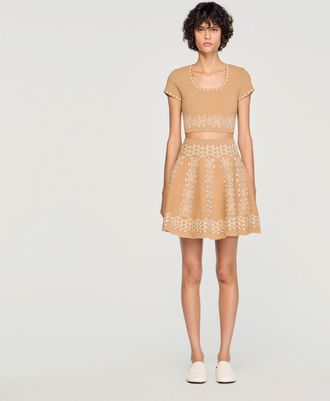 Sandro Jupe courte &agrave; broderie foulard