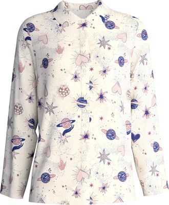 CALIDA Favourites Langarm-Shirt mit Kn&ouml;pfen Damen, aus 100% Dicker Bio Baumwolle, atmungsaktiv, pflegeleicht