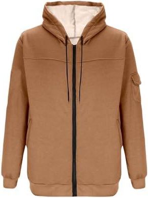 Generic Vestes en polaire pour homme avec fermeture éclair intégrale pour homme - Sweat à manches longues - Veste dhiver chaude à capuche pour homme - Pull à 