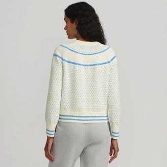 Lands End Raglan-Pullover DRIFTER Gemustert, Damen, Gr&ouml;&szlig;e:44-46 regular, Blau, Baumwolle, by Lands End