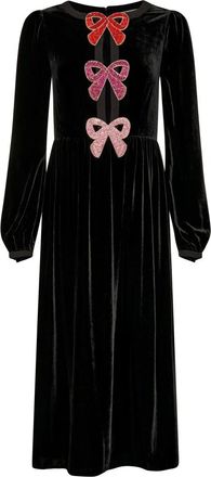 Saloni Robe midi en velours Camille - Femme - Robes - Noir - Taille: 42 FR