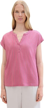 Tom Tailor Damen Basic Henley-T-Shirt mit Streifen, orchid white stripe, L