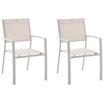 Jardideco Lot de 2 fauteuils de jardin empilable Faro Beige- Jardideco