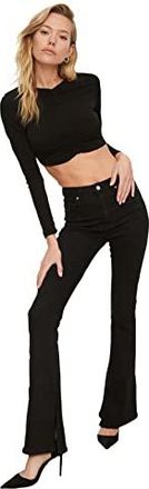 Trendyol High Waist Flare Jeans with Black Tasting, 42 aux Femmes
