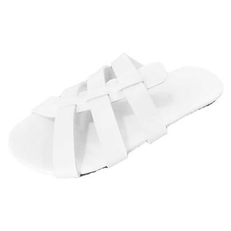 Generic Pantoufles d&eacute;contract&eacute;es &agrave; bout ouvert pour femme - Chaussures de plage plates et confortables - 2026, blanc, 37.5 EU
