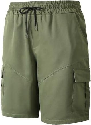 Generic Short de sport l&eacute;ger pour homme - Short cargo pour homme - Taille &eacute;lastique - Pantalon chino l&eacute;ger - Pantalon chino extensible - Coupe ajust&eacute;e - Panta