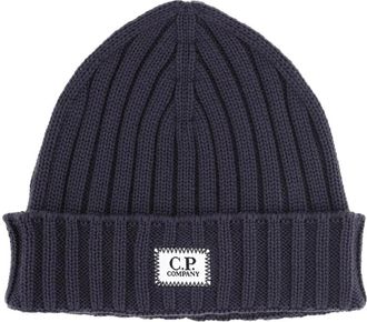 C.P. Company C.p. Company, Homme, Accessoires, Gris, Taille: ONE Size Cuffia a coste in lana logo frontale