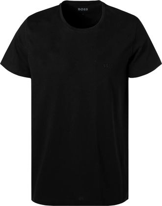 HUGO BOSS Herren T-Shirts schwarz Reine Baumwolle unifarben