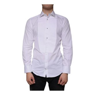 Dolce & Gabbana Homme, Chemises, Blanc, Taille: XS Chemise Formelle en Popeline de Coton Blanc