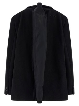 Maison Margiela Wool with Back Panel Design Blazer - Black
