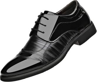 Generic UOPYNE Chaussures habill&eacute;es Oxford Classiques for Hommes, &eacute;l&eacute;gantes Chaussures en Cuir Noir &agrave; Lacets for Le Travail et Luxe, rehaussant la Silhouette