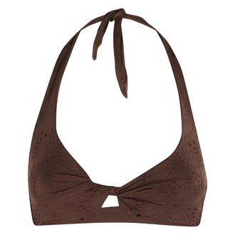 MC2 Saint Barth Femme, Maillots de bain, Brun, Taille: 42 FR Haut de Bikini Triangle Marron Brod&eacute; Floral