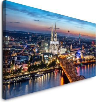 Paul Sinus Art GmbH Köln Skyline 120x 50cm Panorama Leinwand Bild XXL Format Wandbilder Wohnzimmer Wohnung Deko Kunstdrucke