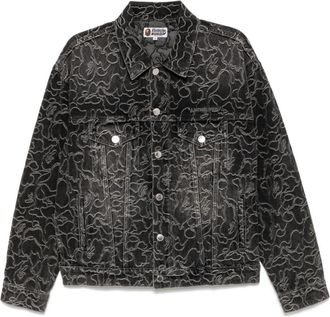 A Bathing Ape veste en jean à logo brodé - Noir