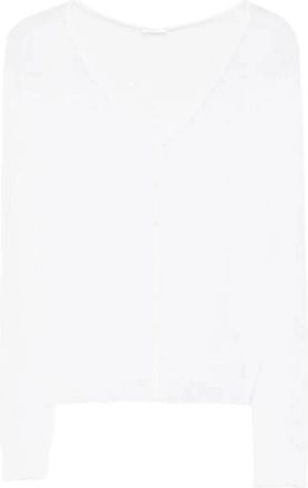 Roberto Collina Femme, Pulls, Blanc, Taille: 36 FR Cardigan boutonn&eacute; &agrave; col en V