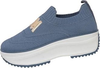 Generic Chaussures &agrave; enfiler en maille respirante pour femme - &Eacute;l&eacute;gantes - Couleur unie - Semelle &eacute;paisse - Confortables - D&eacute;contract&eacute;es - Chaussures compens&eacute;