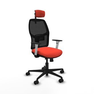 Piqueras y Crespo Alfera Schreibtischstuhl Orange mit wei&szlig;en und schwarzen Armlehnen, h&ouml;henverstellbare Lendenwirbelst&uuml;tze und h&ouml;henverstellbares Kopfteil, Schwarz / Du