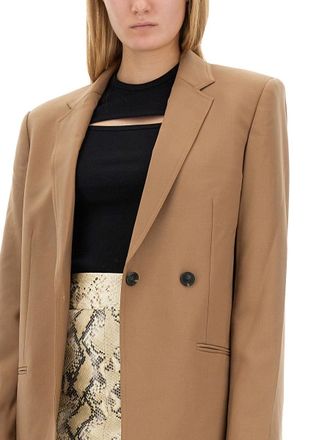 Helmut Lang Single-Double Breasted Virgin Wool Blazer - Beige