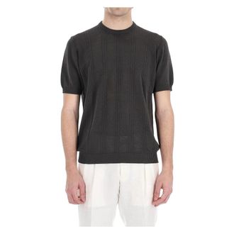 Drumohr Braune Baumwollstrick T-shirts und Polos - - Tops - Herren - Braun - 2XL