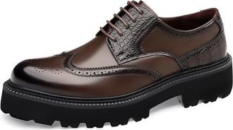 Generic Mocassins épais en cuir véritable pour homme - Antidérapants - Pour le travail formel et décontracté, Marron 2, 38 2/3 EU