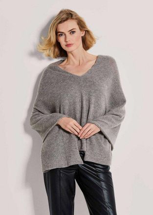 Madeleine Poncho Elegante Kaschmir-Poncho-Jacke Poncho mit luxuri&ouml;sem V-Ausschnitt, weiches Naturgarn
