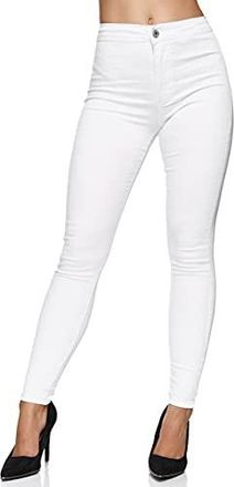 Elara Damen Jeans High Waist Slim Fit Chunkyrayan 201-1 Weiss 42 (XL)