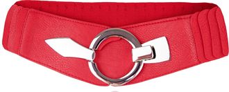 Glamexx24 Elastischer Damen Tailleng&uuml;rtel g&uuml;rtel 6cm breiter H&uuml;ftg&uuml;rtel mit silberner Ring (Rot, Taillenweite 75cm-110cm)