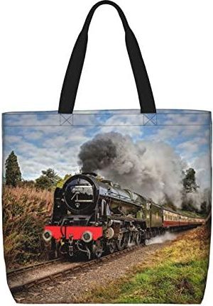 Generic Sac De Courses Vieux Train &Agrave; Vapeur Sac &Agrave; Provisions En Toile Personnaliser Lavables Sacs En Toile Pour Femmes, Pour Shopping, Tous Les Jours, &Eacute;cole, 