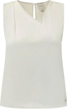 Calvin Klein Femme, Blouses et Chemises, Blanc, Taille: 36 FR Haut &agrave; col en V