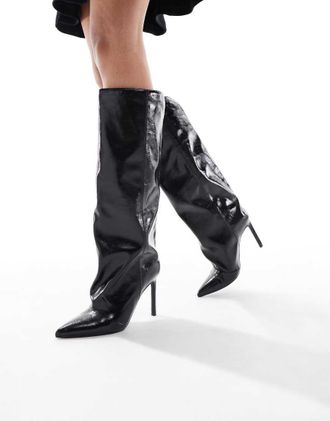 London Rebel Stella - Bottes amples &agrave; petit talon - Noir