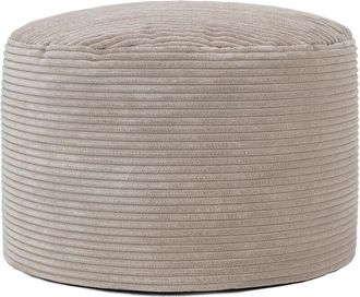 Icon Brand Icon - Pouf Repose-Pieds Rond en Velours Côtelé Frankie, Poufs de Salon, Beige, oeko-tex