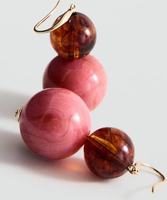 Mango Boucles doreilles boules combin&eacute;es rose pastel - Femme - Taille unique - MANGO