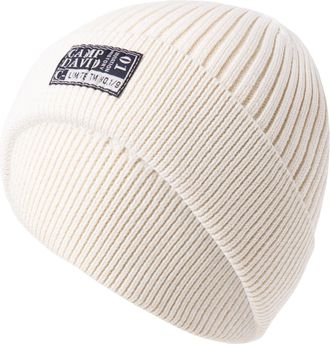 Camp David Herren Strickm&uuml;tze Stone Washed mit Label Patch Kitt, None