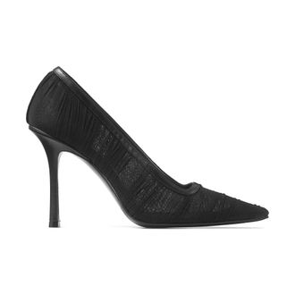 Jimmy Choo London Femme, Chaussures, Noir, Taille: 38 EU Lotta 100 Escarpin en tulle fronc&eacute;