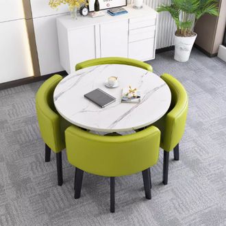 Generic Runder Esstisch (35,4 Zoll) f&uuml;r 4 Personen, modernes Mehrzweck-Konferenz- und K&uuml;chenm&ouml;belset, stilvoller runder Tisch mit 4 St&uuml;hlen f&uuml;r Essgelegenheit