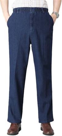 Generic Jean &agrave; taille &eacute;lastique pour homme, taille flexible, coupe droite, jean confortable, pour personnes &acirc;g&eacute;es, d&eacute;contract&eacute;, &eacute;lastique, pantalon respirant 