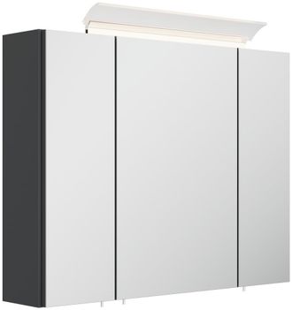 Magnolia Home Spiegelschrank 80cm inkl. Design LED-Lampe und Glasb&ouml;den Varianten Grafit