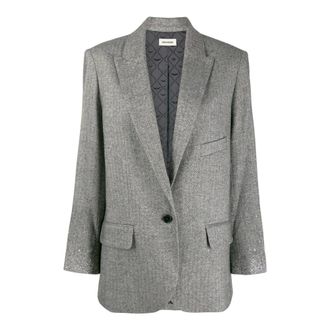 Zadig&Voltaire Blazer argent&eacute; &agrave; poignets orn&eacute;s de strass - Femme - Vestes - Gris - Taille: 42 FR