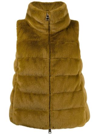 Herno gilet matelass&eacute; en fourrure artificielle - Marron