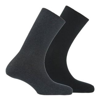 Kindy Lot de 2 paires de mi-chaussettes non-comprimantes en coton - couleur - Anthracite Noir - Pointure - 43-46