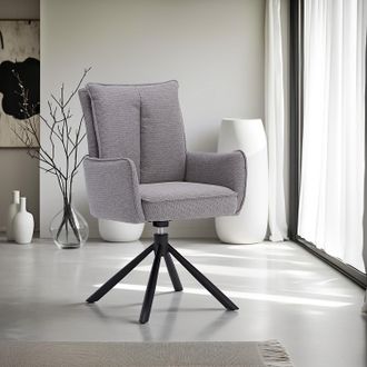 Homestyle4u Esszimmerstuhl mit Armlehne Polsterstuhl drehbar Drehstuhl Sessel Grau Armlehnenstuhl Esstisch Stuhl Wohnzimmer