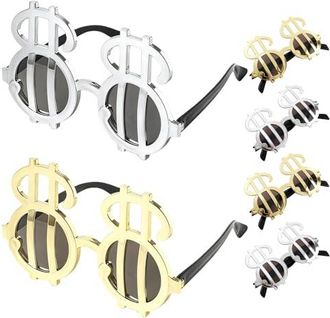 Milisten SUPVOX Lot de 6 lunettes de soleil avec symbole mon&eacute;taire - Lunettes en plastique amusantes pour cosplay, f&ecirc;tes et festivals - Accessoires photo style