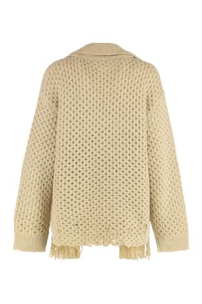 Maison Margiela Womens Crew-Neck Wool-Blend Sweater Beige Melange Virgin Wool Sweatshirts