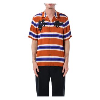 Dries Van Noten Gestreiftes Kurzarmhemd - - Shirts - Herren - Orange - M