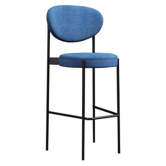 Generic Barhocker, hoher Barhocker mit R&uuml;ckenlehne, Lounge-Barstuhl aus Baumwolle und Leinen, Metallgestell mit Fu&szlig;st&uuml;tze