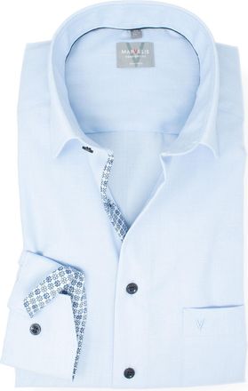 Marvelis Herrenhemd | Comfort Fit | Langarm 64 cm | Fil-&agrave;-Fil Hellblau | New Kent Kragen | Gr. 45